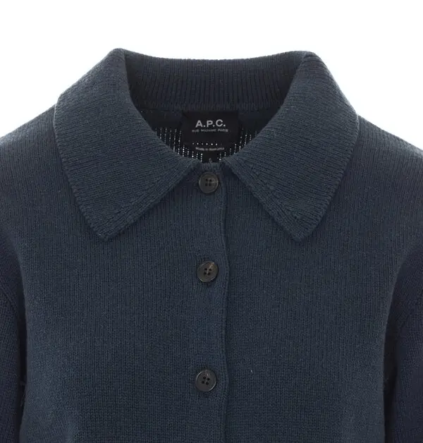 A.p.c. Long Sleeve Cardigan With Turn-down Collar
