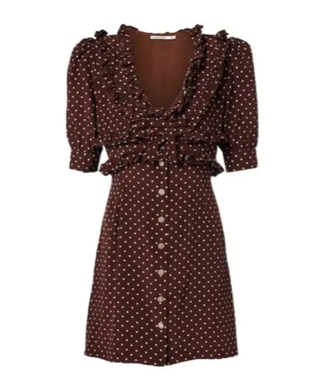 Alessandra Rich Polka-dot Ruffled Silk Minidress