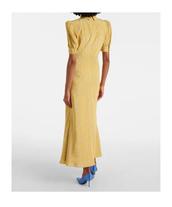 Alessandra Rich Floral Silk Midi Dress