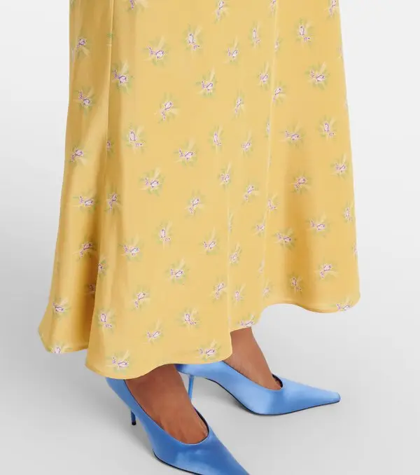 Alessandra Rich Floral Silk Midi Dress