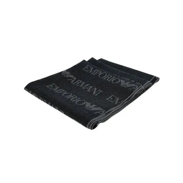 Emporio Armani Logo Patterned Fringed Scarf