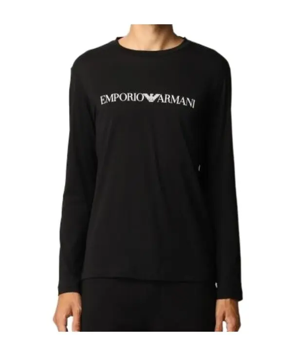 Emporio Armani Logo Printed Crewneck T-shirt - Black
