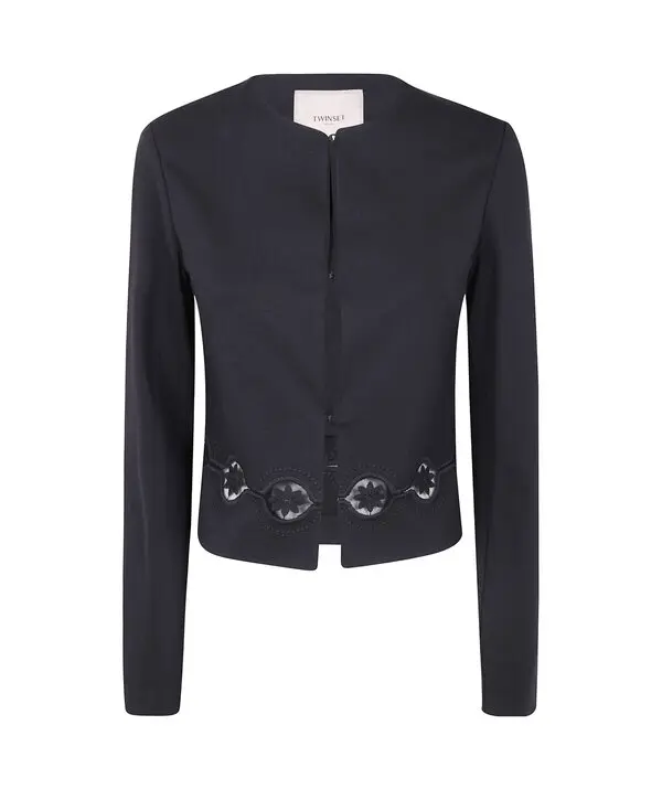 TWINSET Embroidered Cropped Jacket - Black
