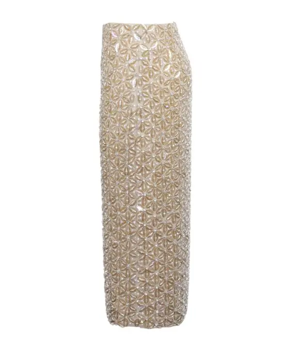 P.a.r.o.s.h Sequin Floral Midi Skirt - Nude