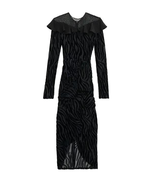 Isabel Marant Étoile Zebra Sheer Asymmetric Dress - Black