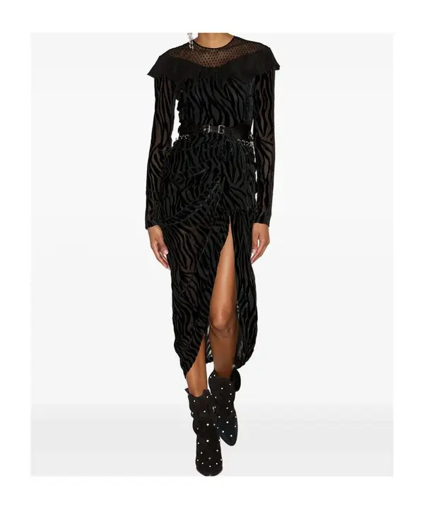 Isabel Marant Étoile Zebra Sheer Asymmetric Dress
