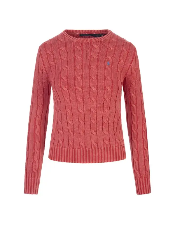 Polo Ralph Lauren Embroidered Cable-knit Jumper - Red