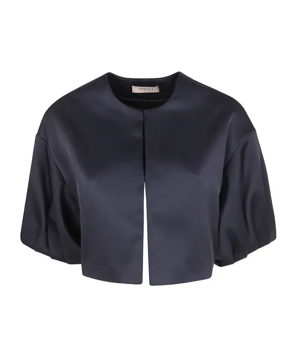 TWINSET Duchesse Cropped Jacket With Lantern Sleeves