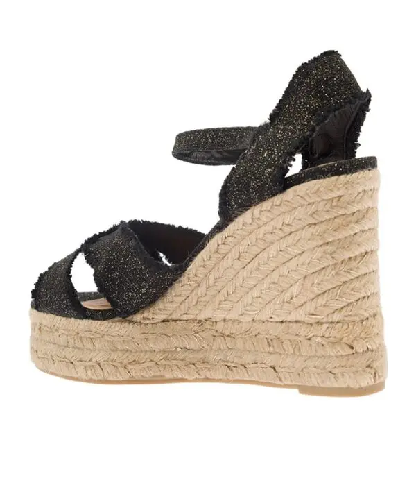 CastaÑer Cross Details Slope Heel Sandals