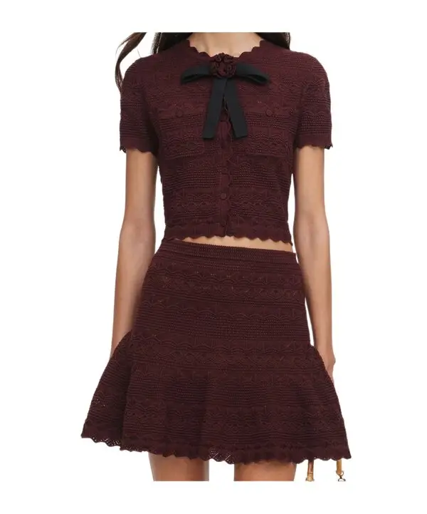 SELF-PORTRAIT Scalloped Hem Flared Mini Skirt