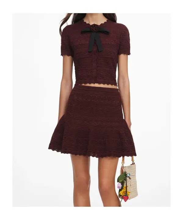 SELF-PORTRAIT Scalloped Hem Flared Mini Skirt