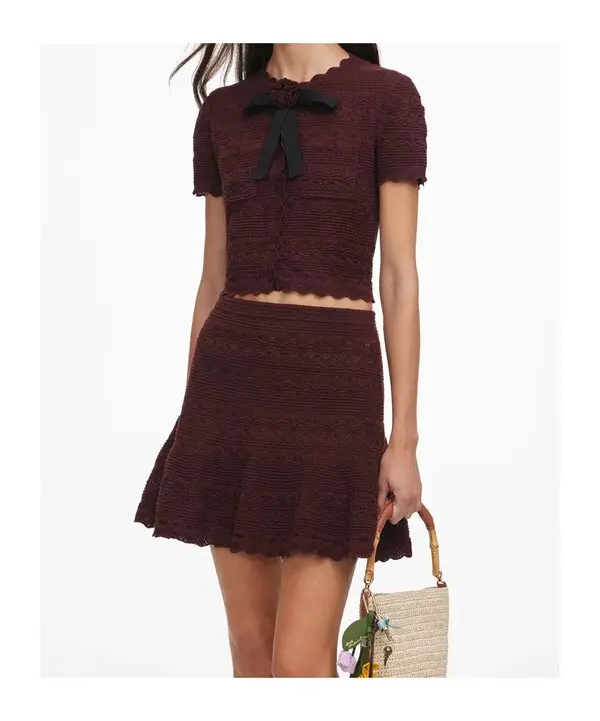 SELF-PORTRAIT Scalloped Hem Flared Mini Skirt
