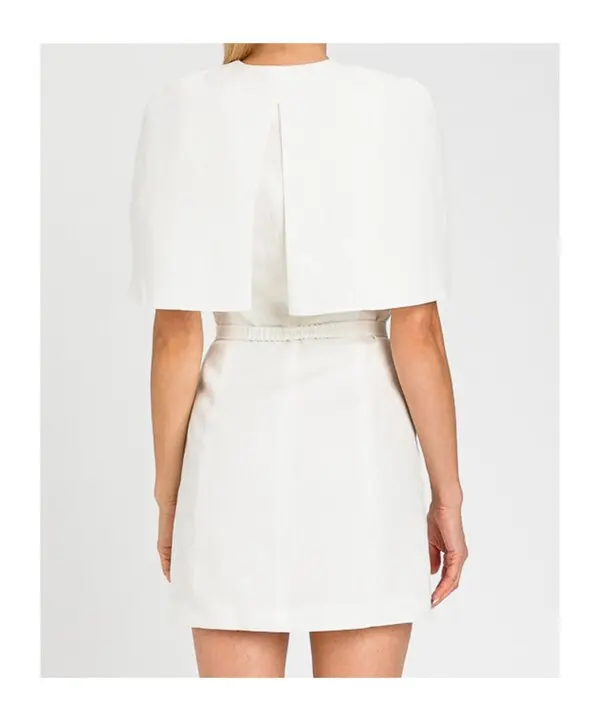 TWINSET Belted Cape Mini Dress - White