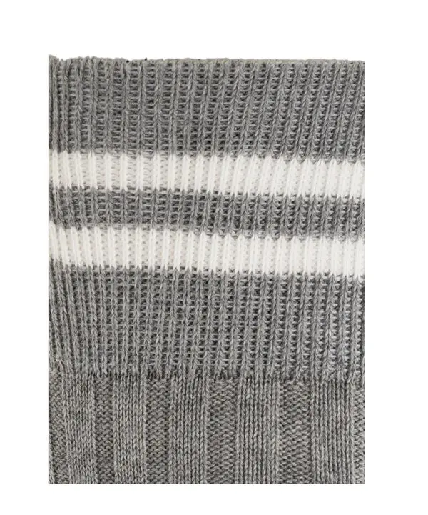 Eleventy Ribbed Knit Crew Socks With Three Stripes