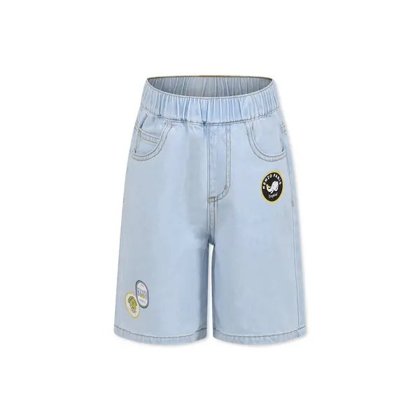 Kenzo Elastic Waist Printed Denim Shorts