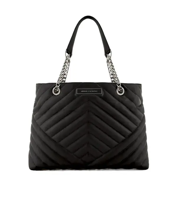 Armani Exchange Matelassé Tote Bag With Chain Straps