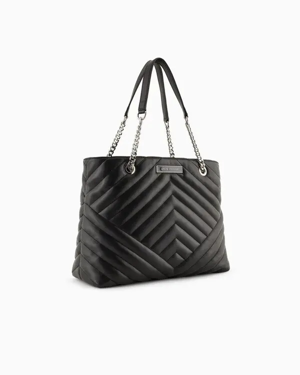 Armani Exchange Matelassé Tote Bag With Chain Straps
