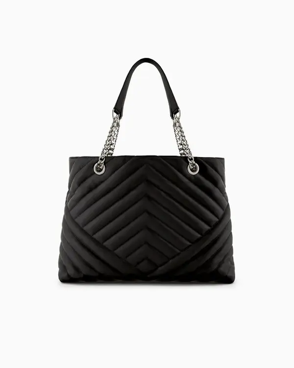 Armani Exchange Matelassé Tote Bag With Chain Straps