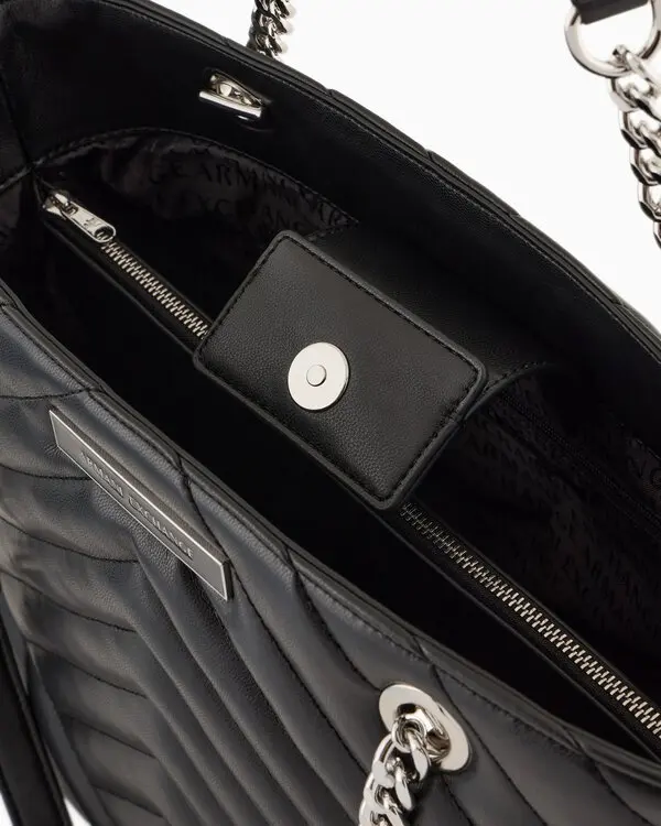 Armani Exchange Matelassé Tote Bag With Chain Straps