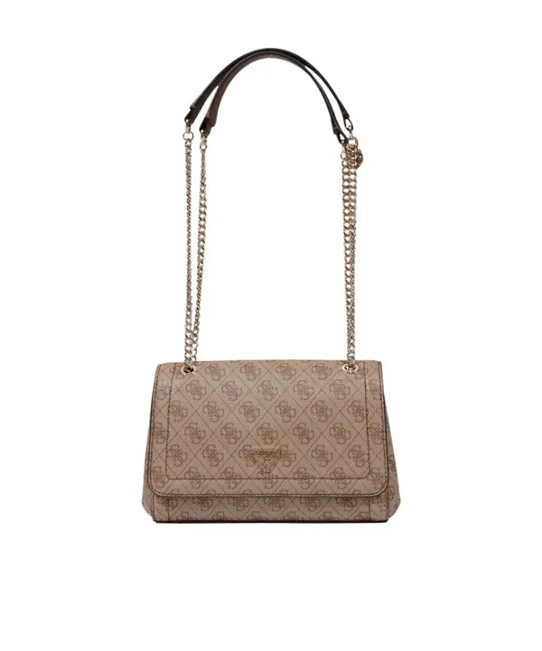 Guess Monogram Chain Satchel - Brown