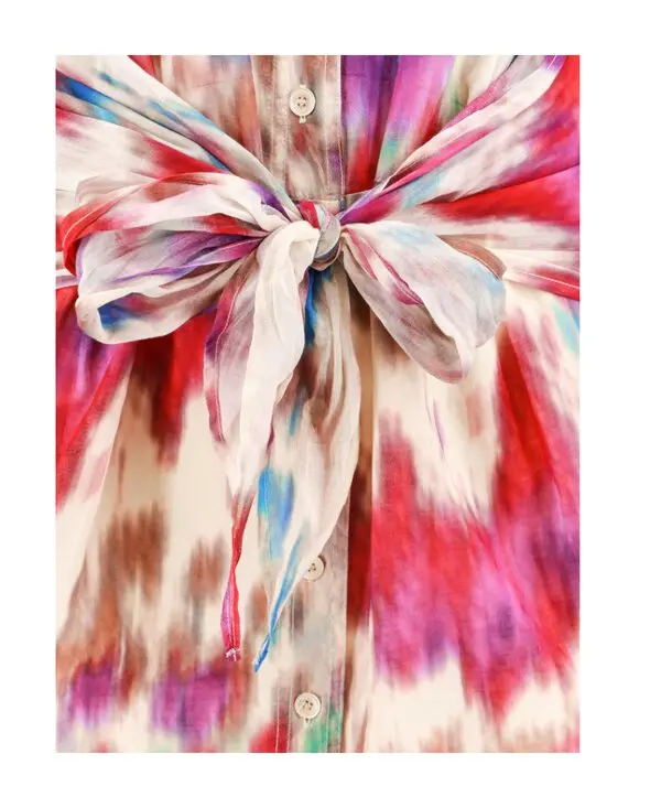 Isabel Marant Étoile Tie Detailed Printed Shirt Dress