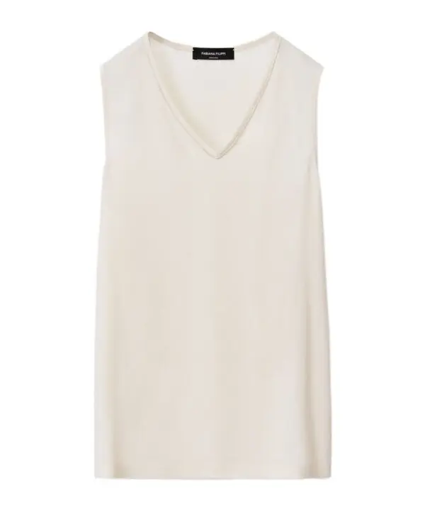 Fabiana Filippi Sable Filo Diamante V-neck Top - White