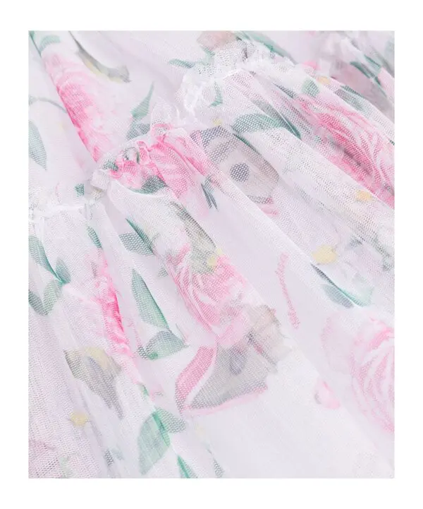Monnalisa Floral Printed Tulle Dress