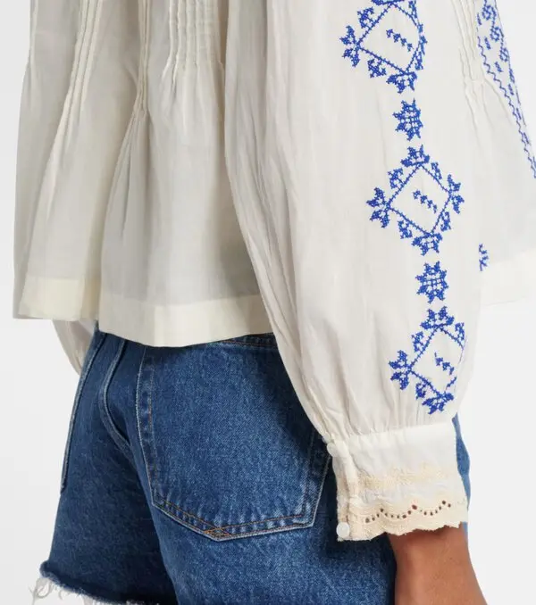 Rixo Embroidered Long-sleeve Shirt