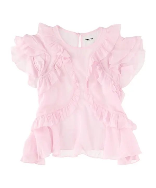 Isabel Marant Étoile Nalou" Ruffled Short Sleeve Top - Light Pink