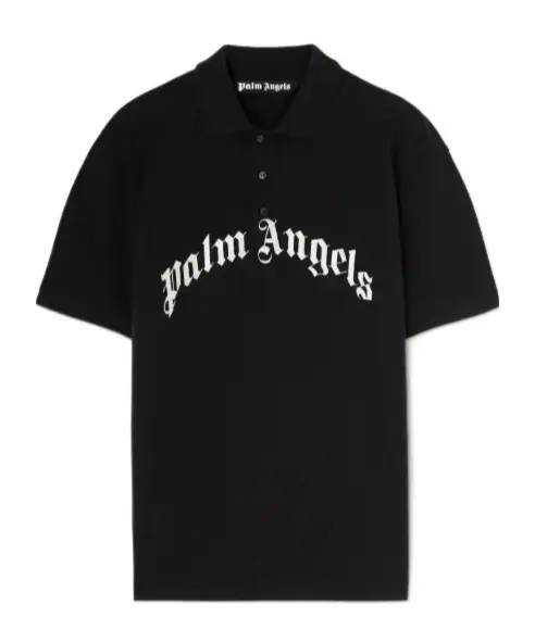 Palm Angels Curved Logo Embroidered Polo Shirt