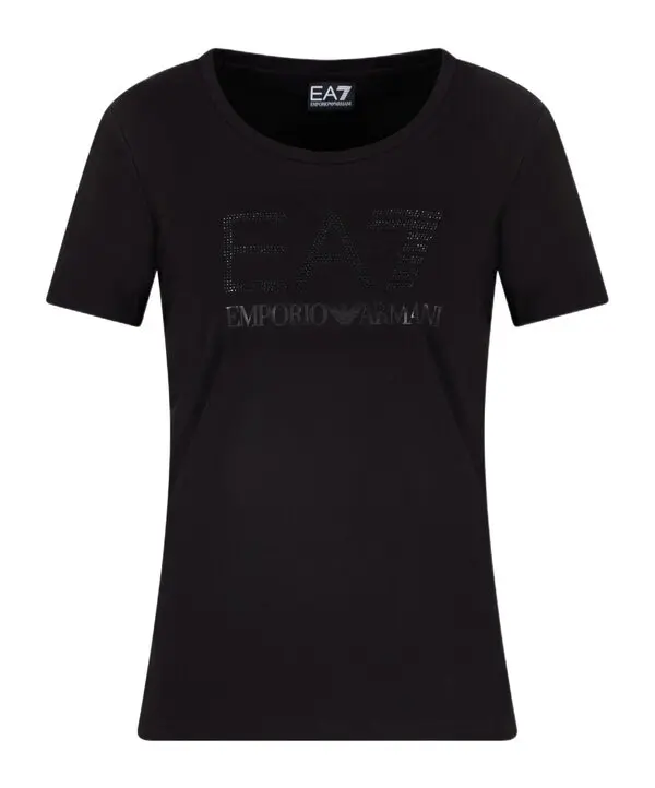 EA7 Logo Series Stretch Cotton-jersey T-shirt - Black