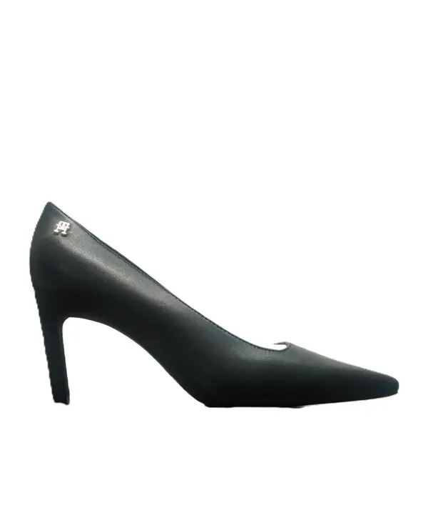 Tommy Hilfiger Pointed Logo Heeled Pumps - Black