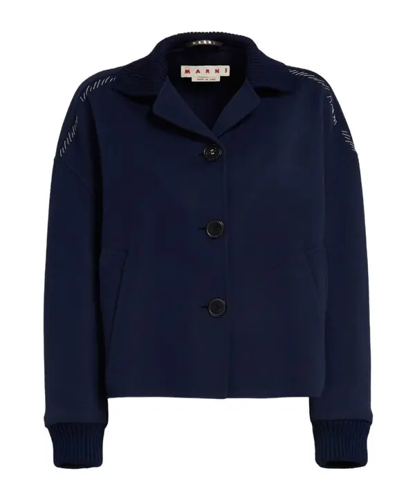 Marni Decorative-stitching Wool-blend Shirt Jacket