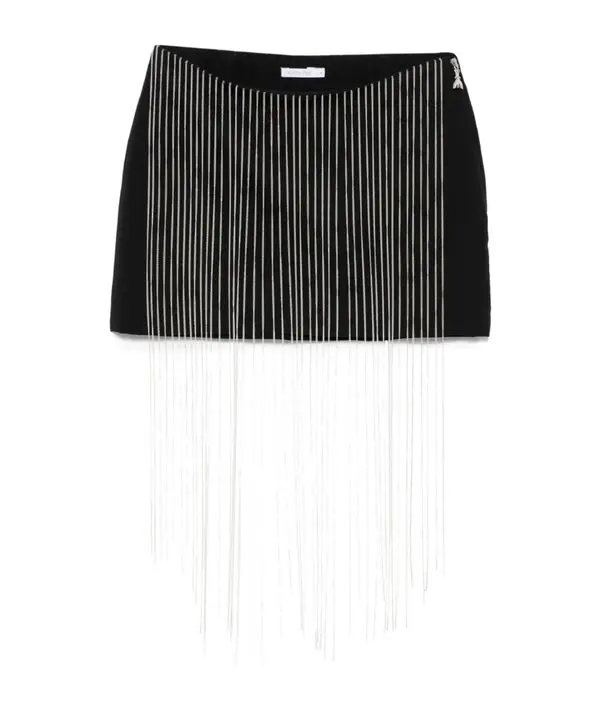 Patrizia Pepe Rhinestone Tassel Mini Skirt - White