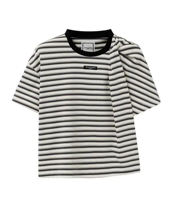 WOOYOUNGMI Striped Draped T-shirt