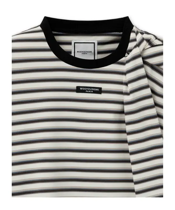 WOOYOUNGMI Striped Draped T-shirt