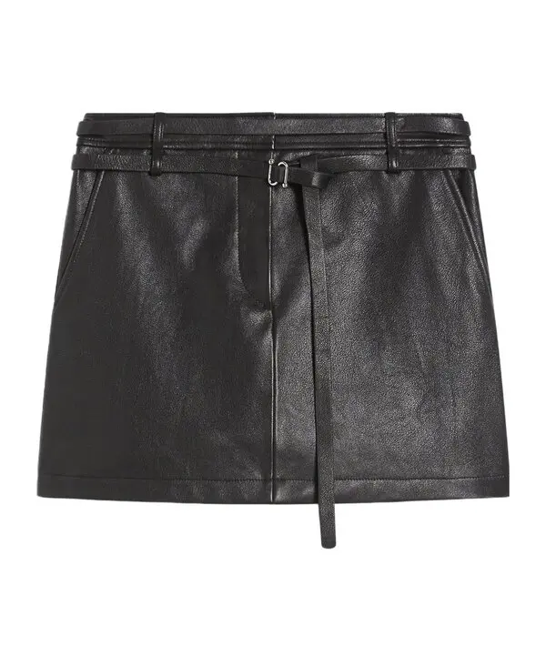 Sportmax Short Leather Skirt - Black
