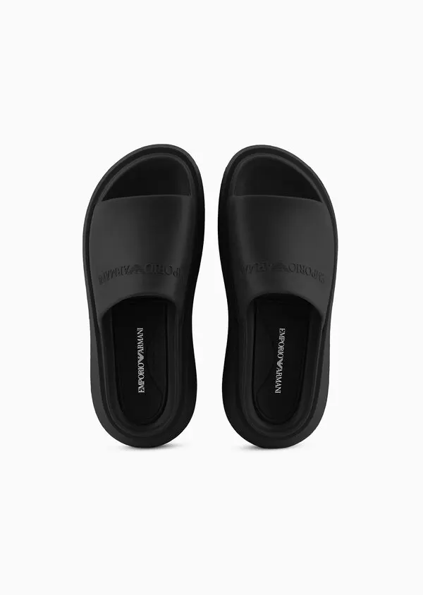 Emporio Armani Rubber Slides With Embossed Logo