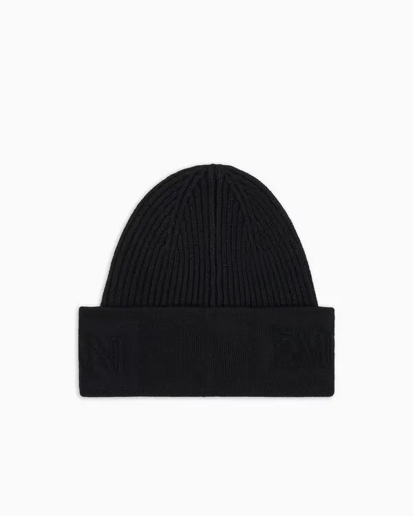 Emporio Armani Logo Embroidered Knitted Beanie