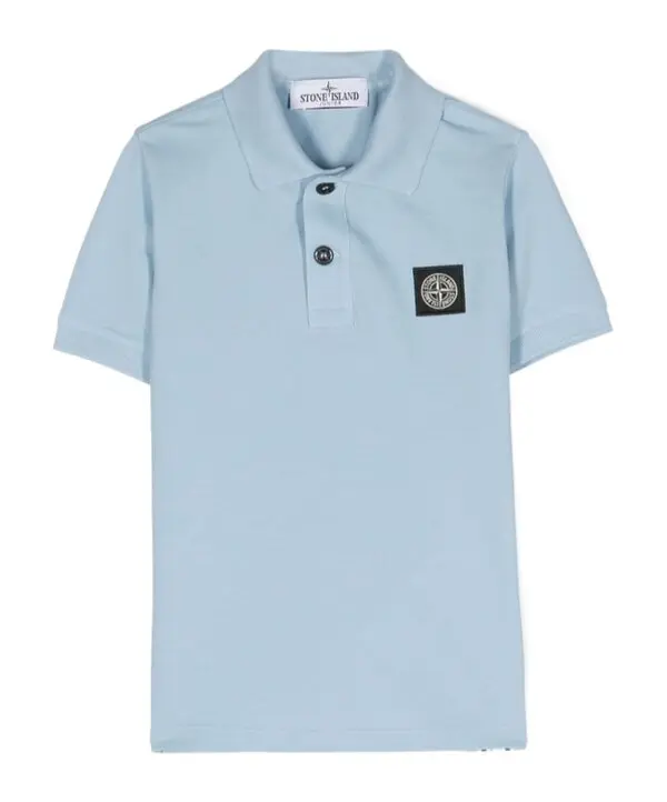 Stone Island Compass-motif Cotton Polo Shirt - Blue