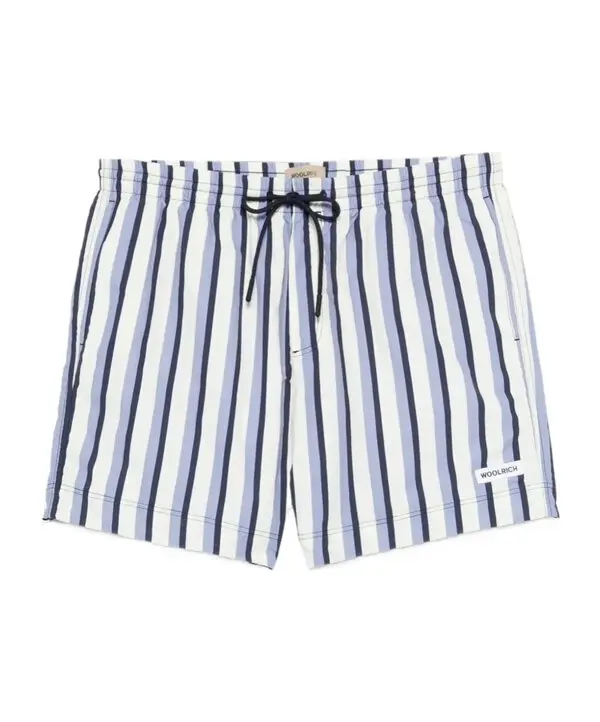 Woolrich Striped Drawstring Swim Shorts - White