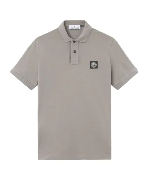 Stone Island Slim-fit Short-sleeve Polo Shirt With Compass Patch - Cement