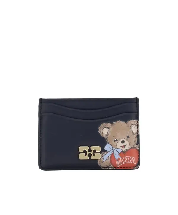 GANNI Logo Plaque Textured Card Holder