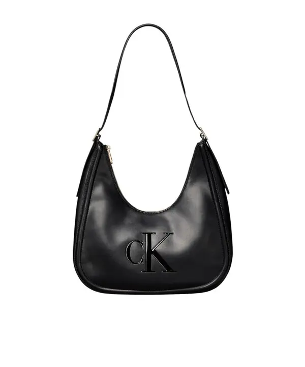 Calvin Klein Soft Touch Crescent Logo Hobo Bag - Black