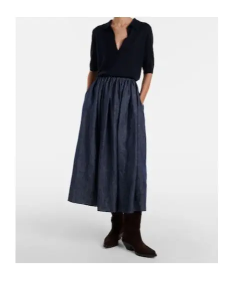 Gabriela Hearst Eloran Linen Midi Skirt - Black