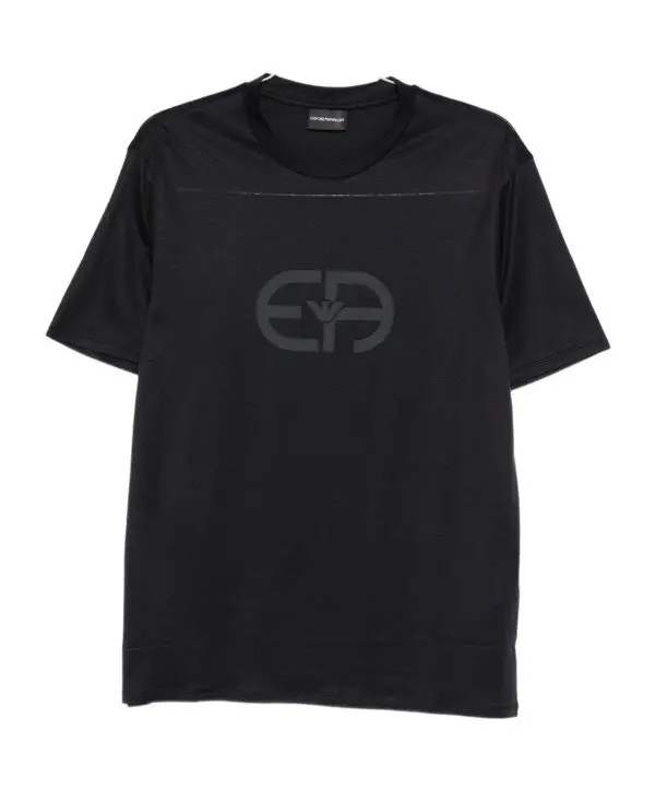 Emporio Armani Logo Printed Crewneck T-shirt - Black