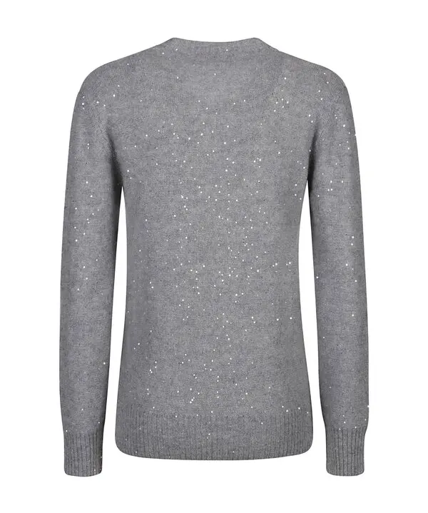 Fabiana Filippi Sequin-embellished V-neck Jumper - Grey