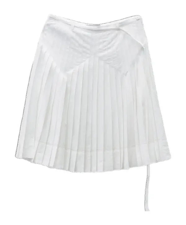 LOW CLASSIC Pleated Midi Skirt - White