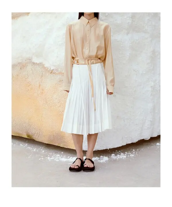 LOW CLASSIC Pleated Midi Skirt