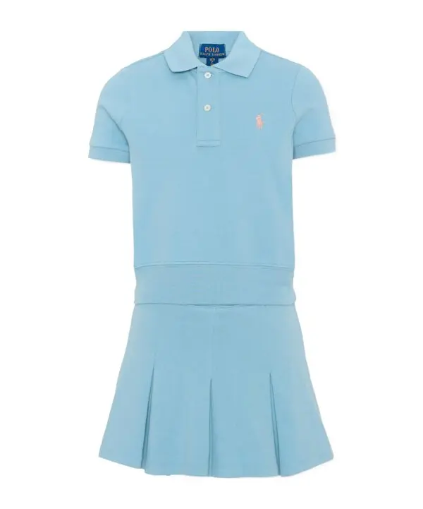Ralph Lauren Two-piece Set Including Short-sleeved Polo Shirt And Skirt - Light Blue